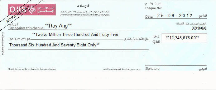 Cheque Writing Printing Software For Qatar Banks
