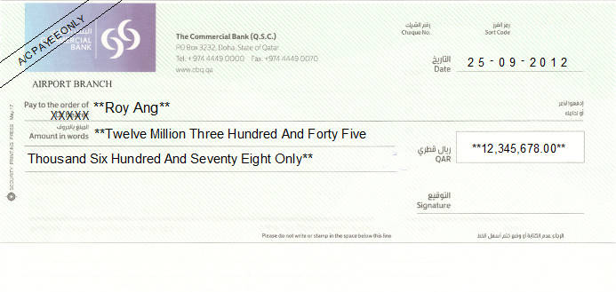 Cheque Writing Printing Software For Qatar Banks